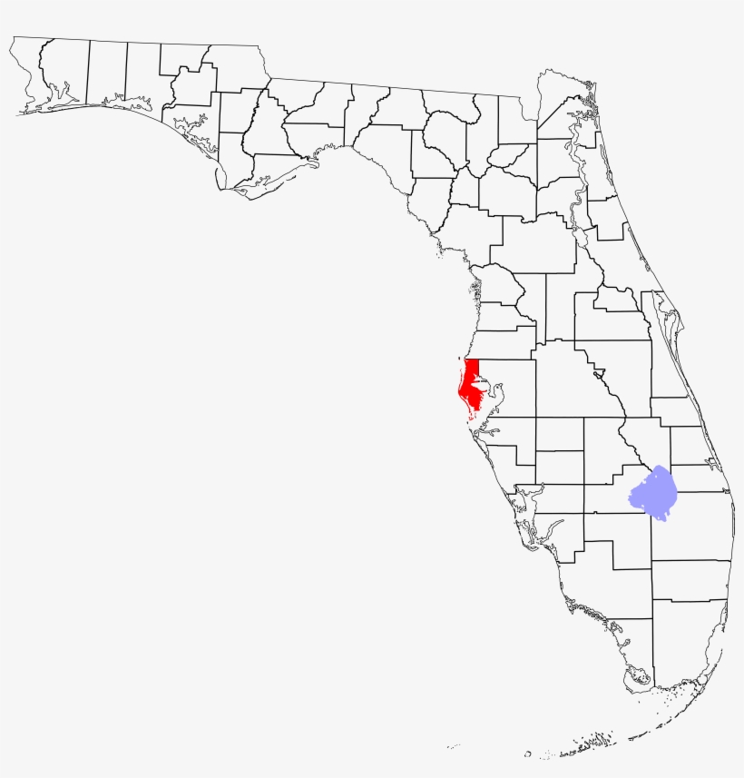 Download Map Of Florida Highlighting Pinellas County | Transparent PNG ...