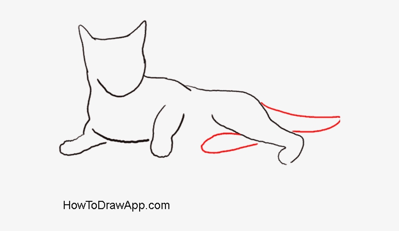 Drawn Cat Outline Drawing - Нарисовать Кошку Лежа PNG Image ...