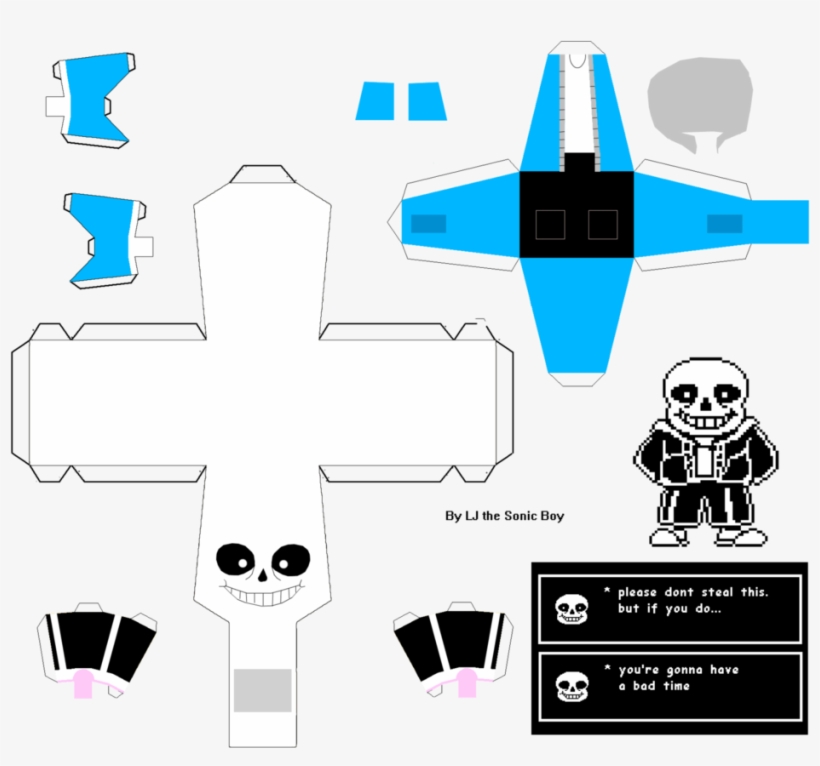 Undertale Sans Papercraft By Ljthesonicboy - Papercraft Undertale PNG ...
