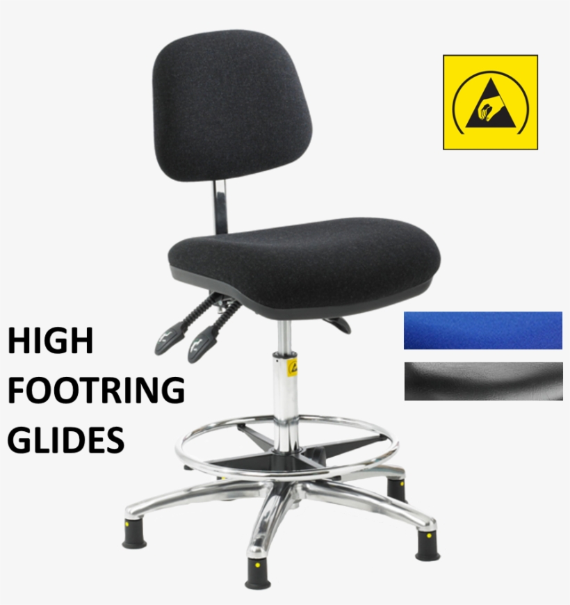 Anti-static Ergonomic Chair High/footring/glides - Static Dissipative ...