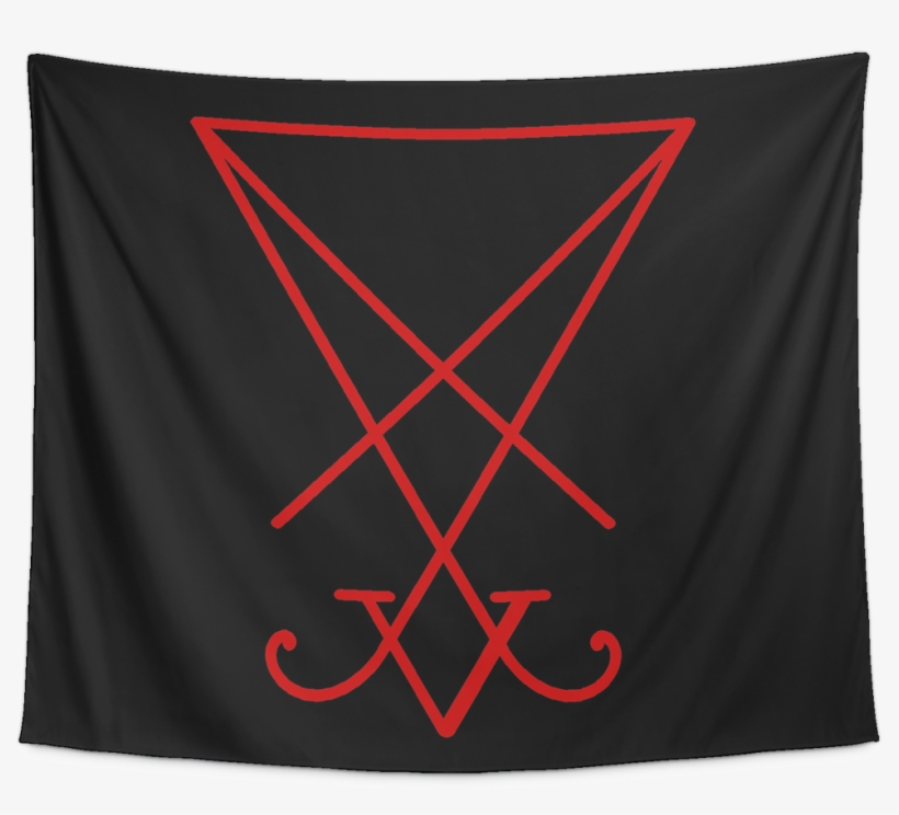 Sigil Of Lucifer Red Print On Black Tapestry - Sigil Of Lucifer PNG ...
