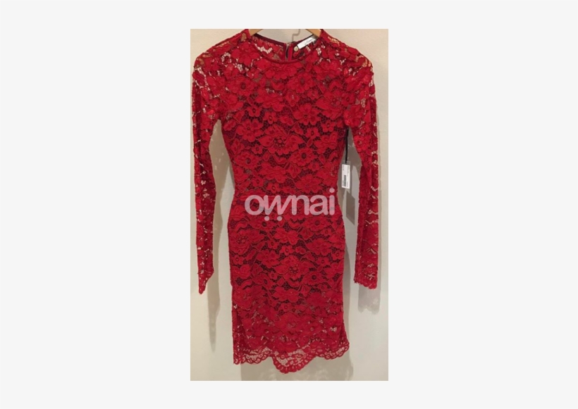 Red Long Sleeved Lace Dress PNG Image | Transparent PNG Free Download ...