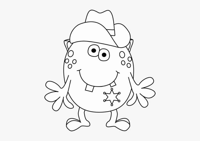 Black And White Monster Sheriff - Monster Black And White Png PNG Image ...