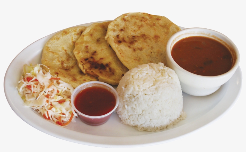 3 Pupusas With Rice & Beans - Pupusas Plato Png PNG Image | Transparent ...