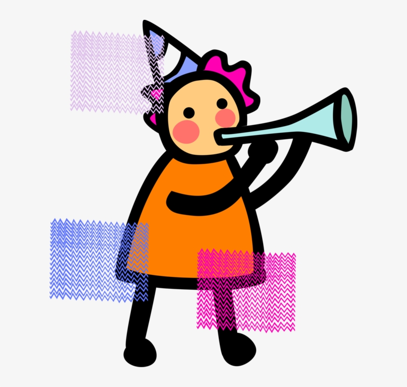 Vector Illustration Of Young Girl Party Goer Blows PNG Image ...