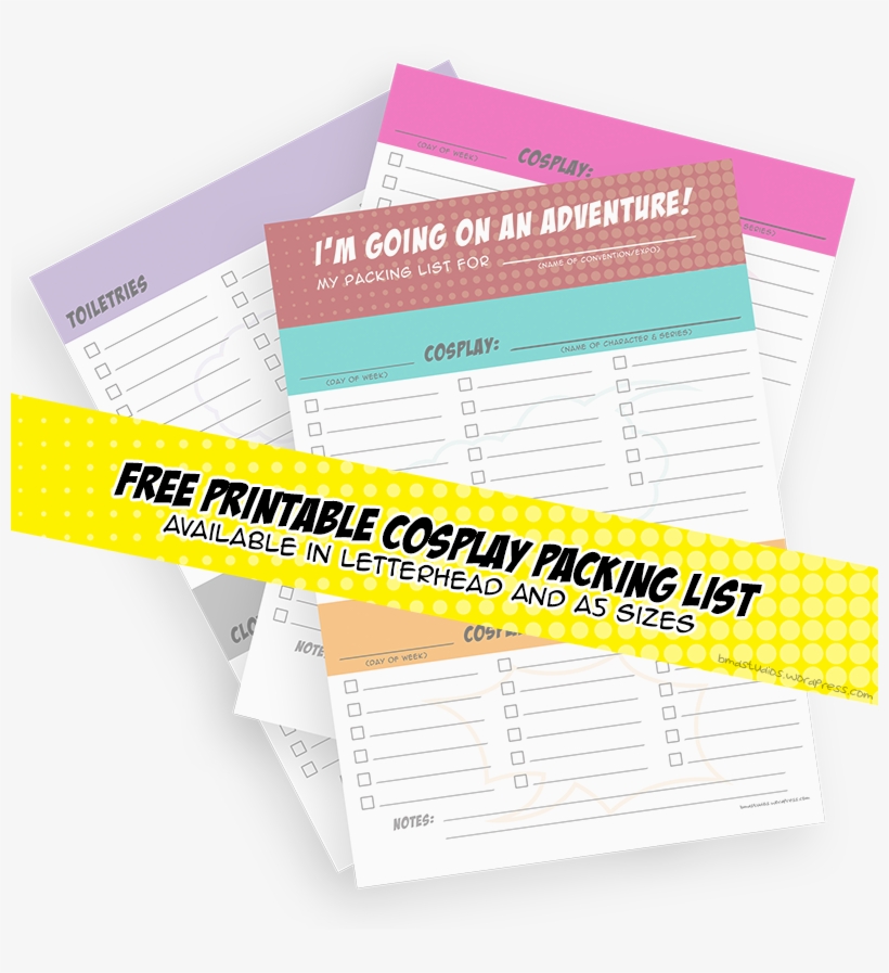 Free Printable Cosplay Packing Lists - Cosplay PNG Image | Transparent ...