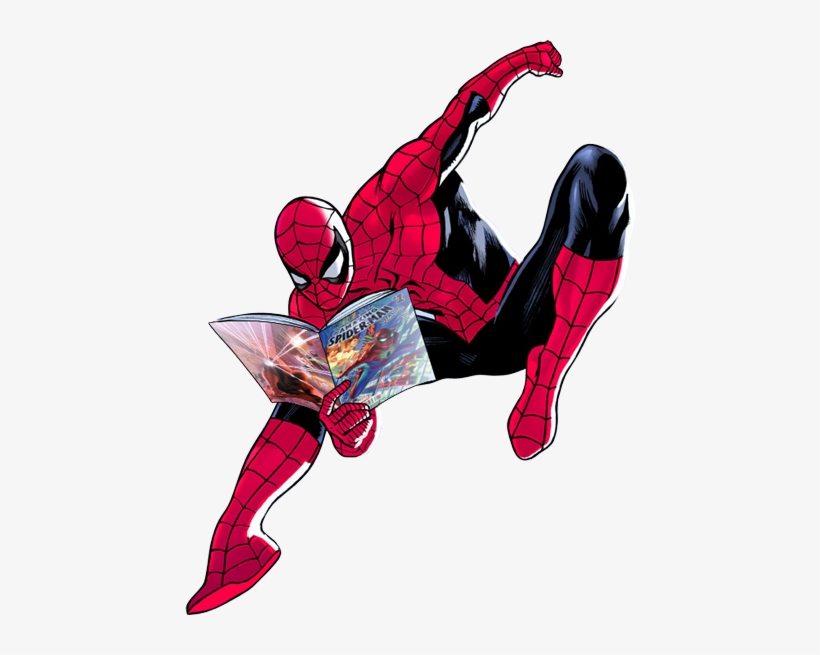 Swinging Spider-man Reading - Spider Man Reading Comic PNG Image ...