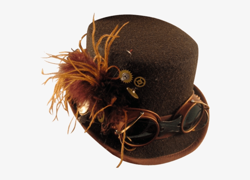 Brown Steampunk Riding Hat With Goggles - Steampunk PNG Image ...