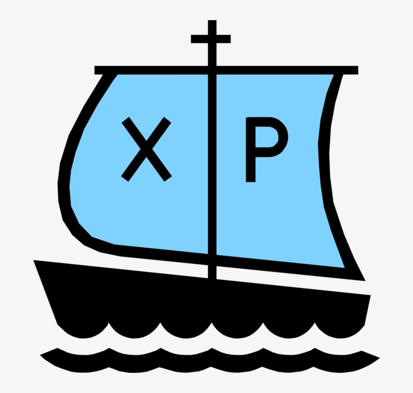 Vector Illustration Of Christian Sailing Boat With - Christian Boat ...
