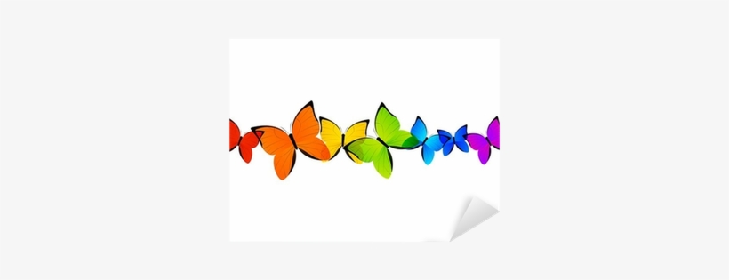 Rainbow Butterflies Border For Your Design Sticker - Horizontal ...