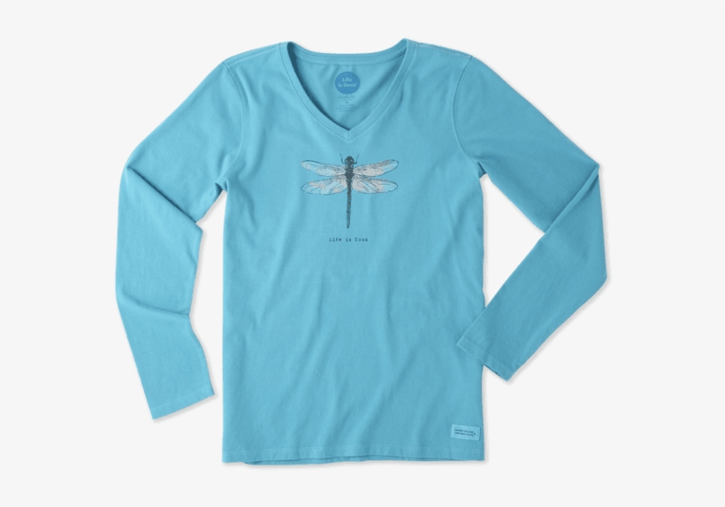 Women's Dragonfly Long Sleeve Crusher Vee - Life Is Good Shirts With ...