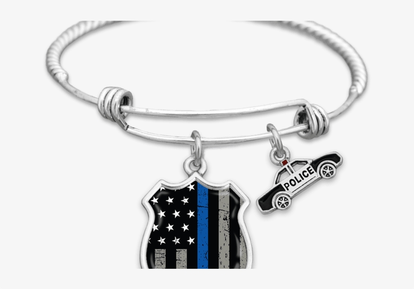 Thin Blue Line Flag Police Car Charm Bracelet - Police Wife Thin Blue ...