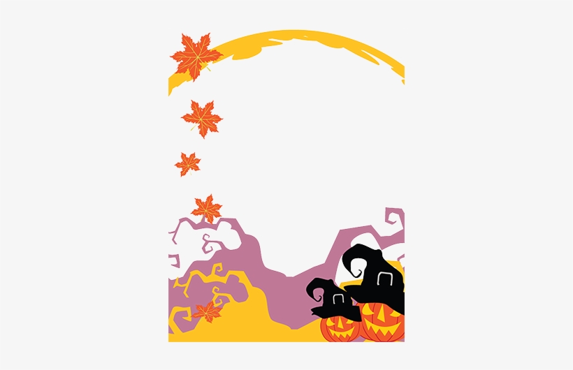 Halloween Frame Border Pumpkins With Hats - Halloween Witch Border Art ...