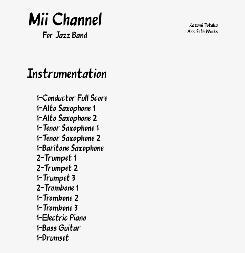 Download Mii Channel Sheet Music Composed By Kazumi Totaka Arr - Mii ...