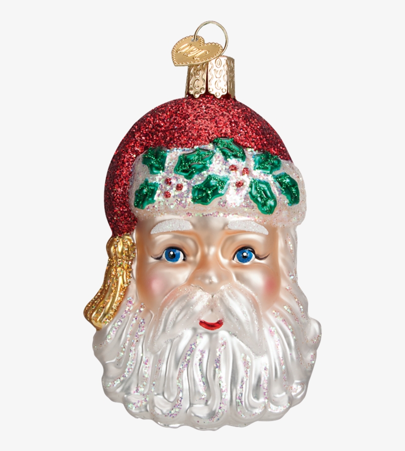 Old World Christmas Santa Head Glass Ornament - Wide Santa Head Glass ...