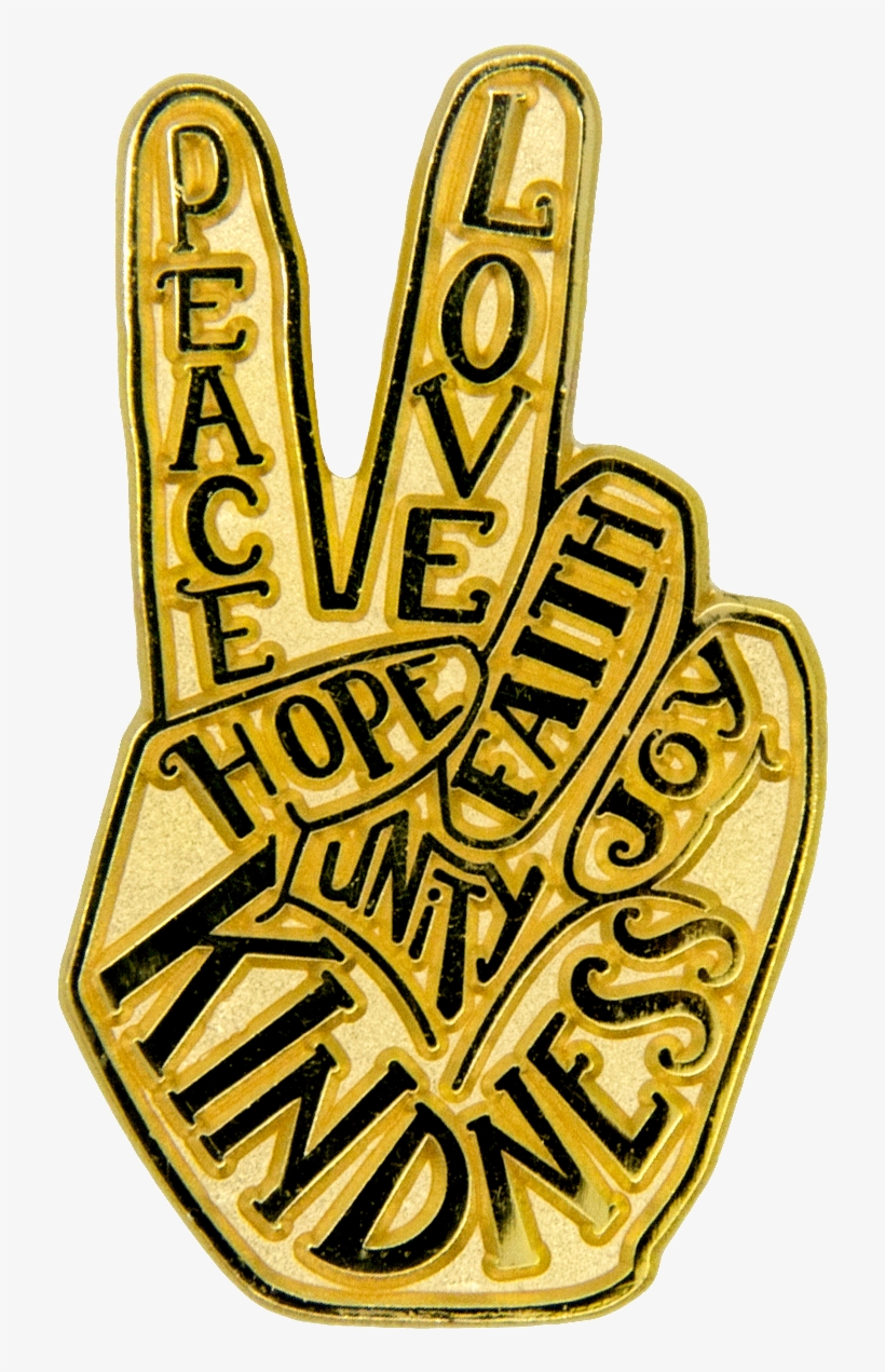 Peace Hand, Pin, Gold - Gold PNG Image | Transparent PNG Free Download ...