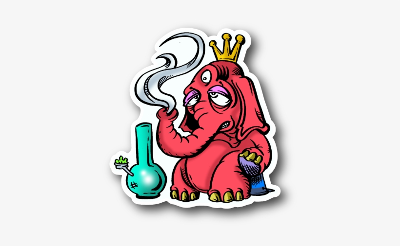 King Elephant Hitting The Bong Sticker - Weed Stickers PNG Image ...