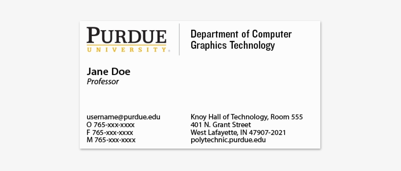 Academic Business Card Example - Purdue Signature Logo PNG Image ...