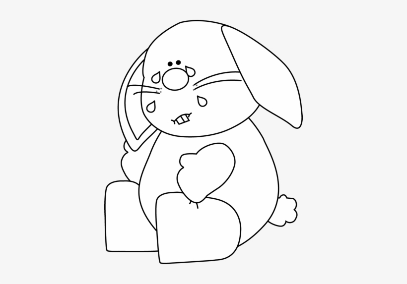 Black And White Sad Bunny - Sad Rabbit Clipart Black And White PNG ...