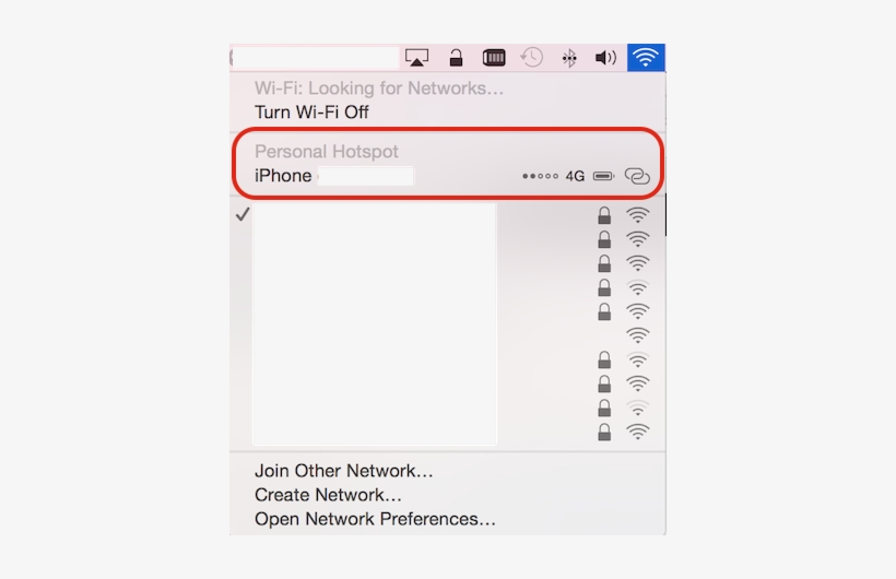 Wifi Menu With Available Iphone Hotspot - Wireless Access Point PNG ...