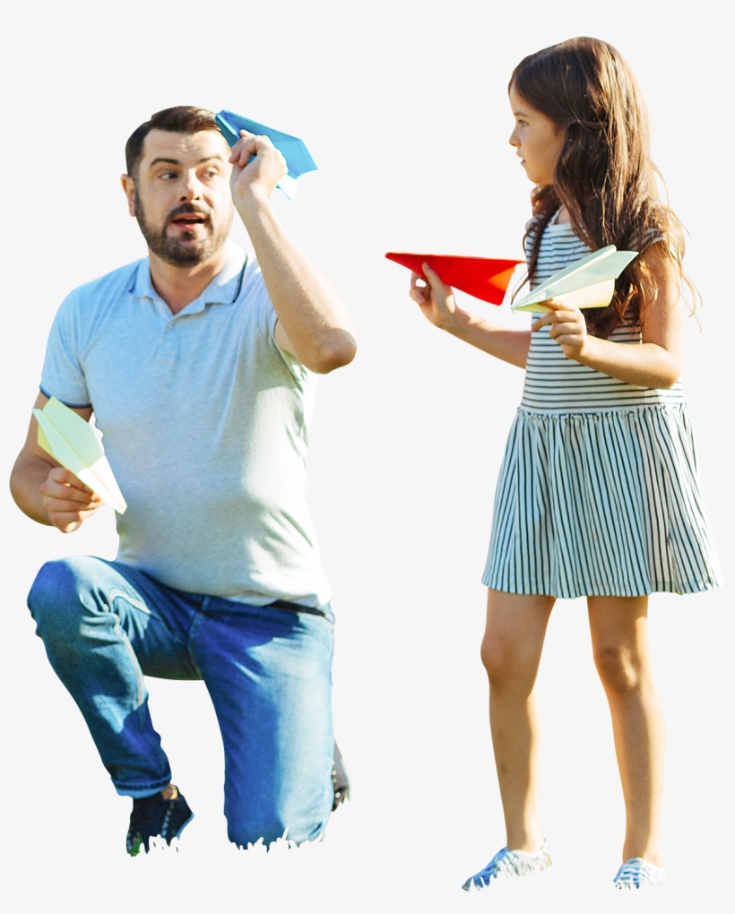 Download Cut Out Dad And Daughter Playing, Paper Airlplanes - Child ...