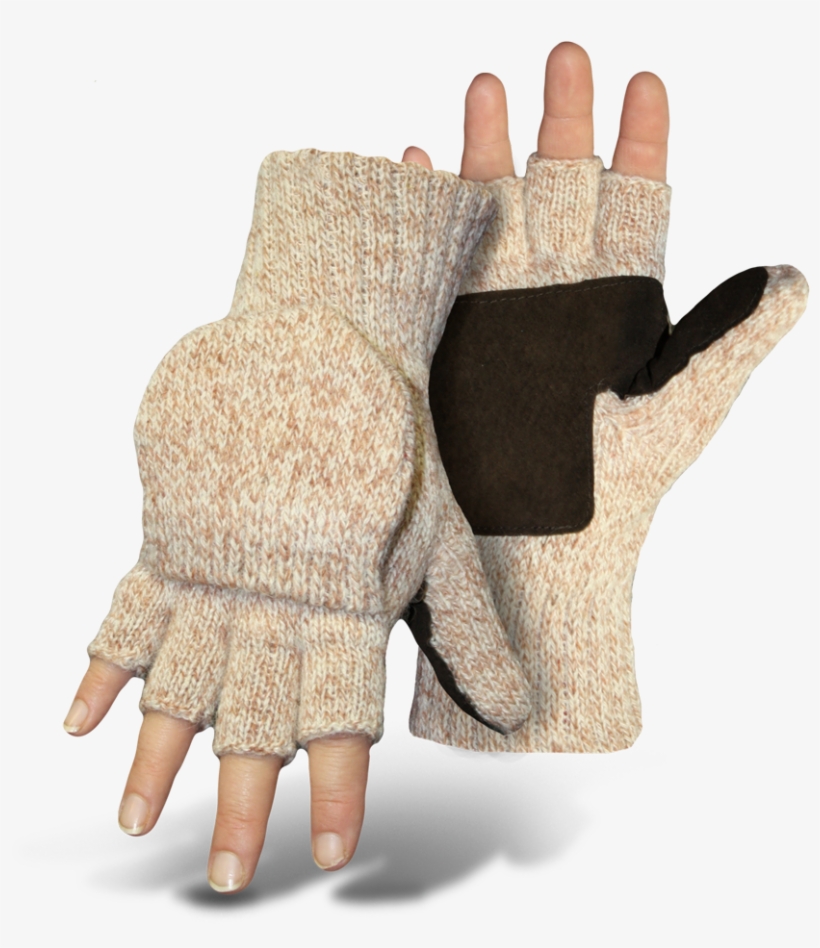 Brown Tweed Ragg Wool Half Finger Lined Mitten Flap - Mittens With Half ...