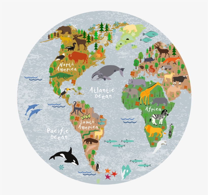 Download World Map Round Placemat - Round World Map Cartoon ...