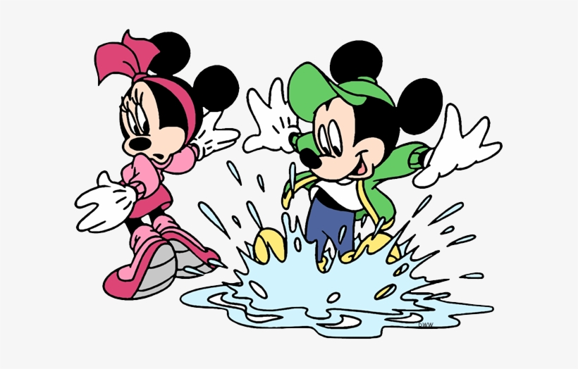 Download Young Mickey Jumping In Puddle, Splashing Minnie - Mickey And ...