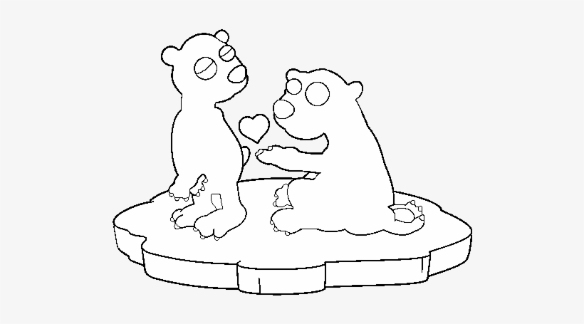 Bears Couple In Love Coloring Page - Drawing PNG Image | Transparent ...