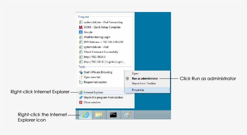 Right-click Internet Explorer Icon Then Internet Exploer - Internet ...