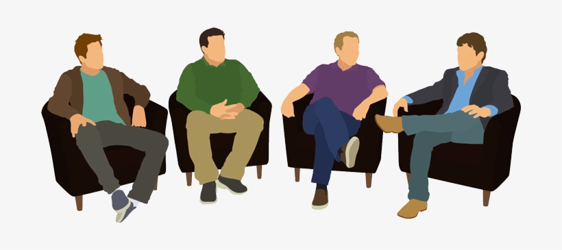 Illustration Of Four Men Sitting Together During A - Group Therapy Png ...