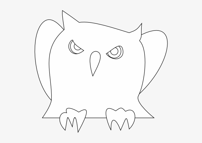 Disappointed Owl Black White Line Art 555px - Owl PNG Image ...