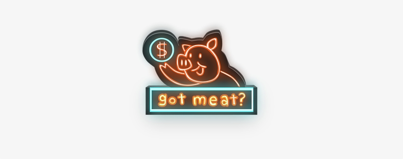 Meat Sign Signage Neon Pig Restaurant Icon - Neon Light Signs ...