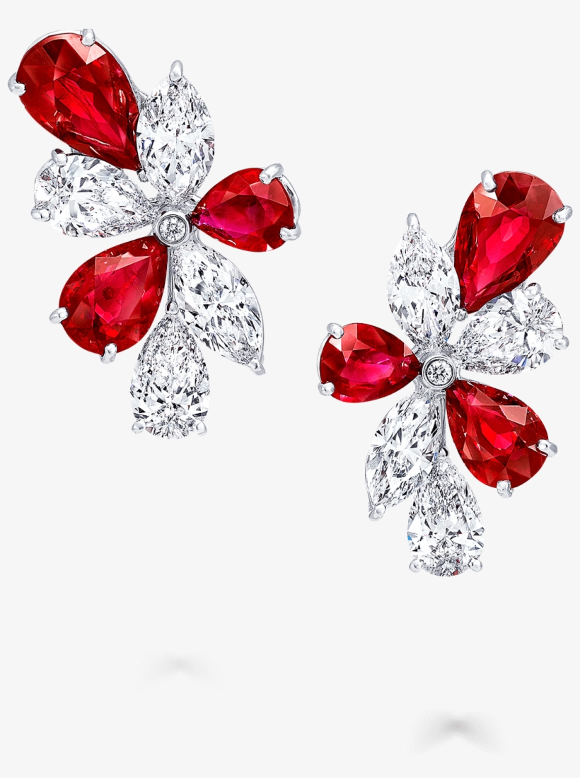 A Pair Of Graff Ruby And Diamond High Jewellery Earrings - Ruby PNG ...