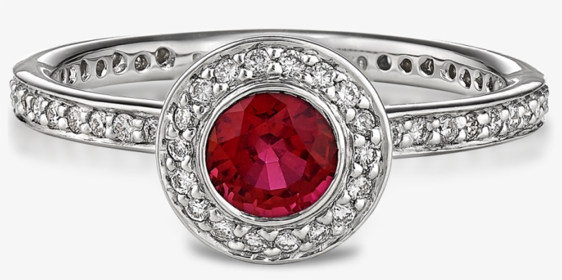 Ruby Ring With Platinum And Diamond Border - Ruby Diamond Halo Ring ...