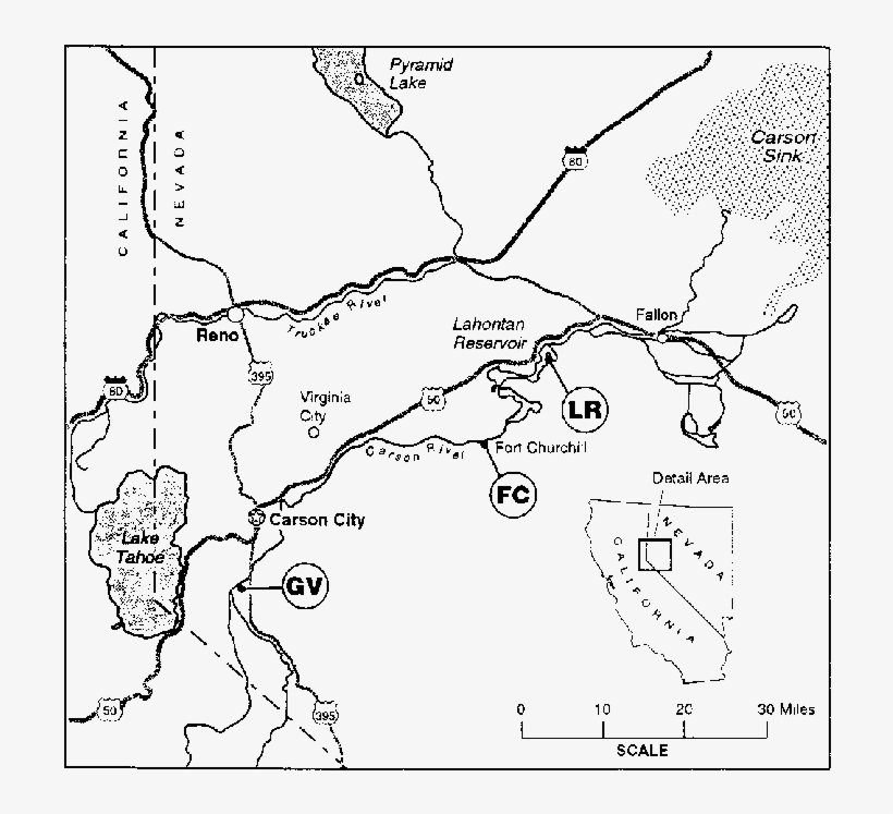 Map Showing The Location Of Carson River Sites Sampled - Map PNG Image ...