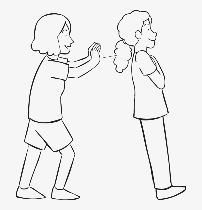 Back One Person Leaning Back Into The Arms Of Another - Line Art PNG ...