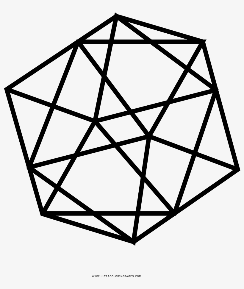 Icosahedron Coloring Page - Decorative Geometric PNG Image ...