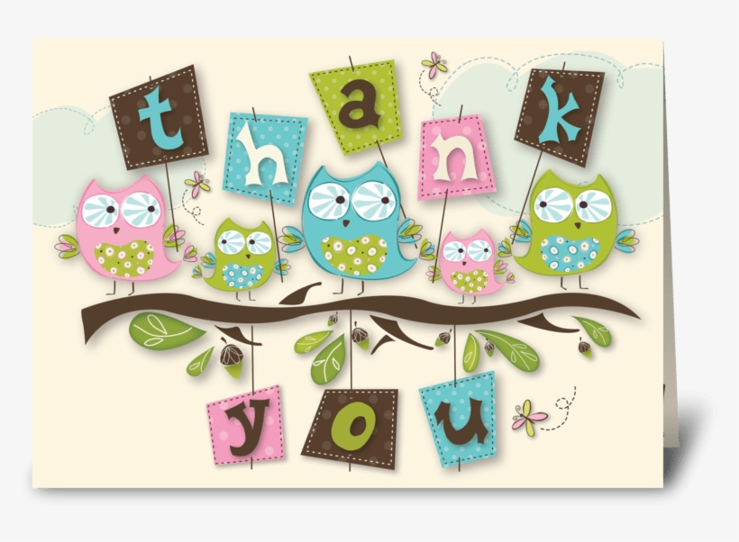 Whoo's Cute Thank You Card Greeting Card - Cute Thank You Png PNG Image ...