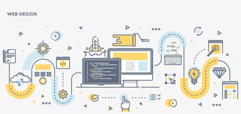 Flat Line Design Header Web Design - Web Design PNG Image | Transparent ...