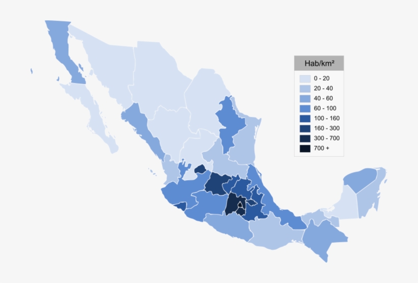 Mexico's Population Density Map - Densidad De Poblacion De Mexico PNG ...