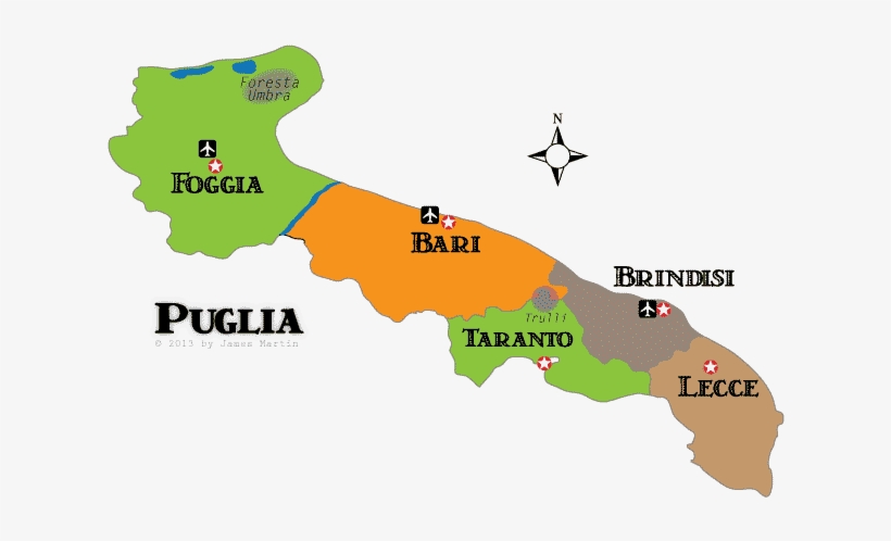 Explore The Heel Of Italy's Boot, The Next Tuscany - Puglia Map PNG ...
