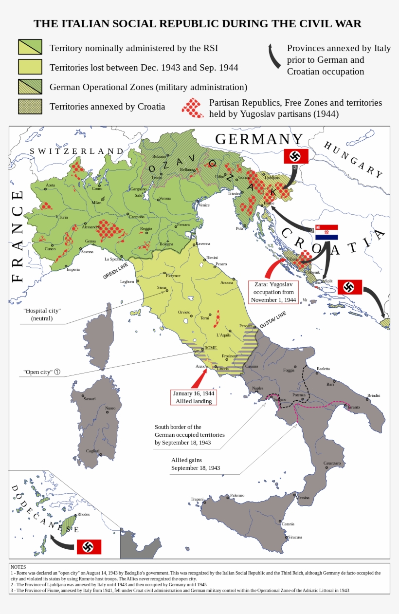 Italian Civil War 1943-1945 By Emanuele Mastrangelo - Map Of Italy 1943 ...