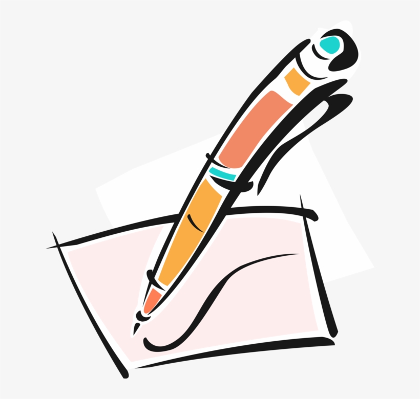 Vector Illustration Of Pen Writing On Sheet Of Paper - Stift Clipart PNG Image | Transparent PNG ...