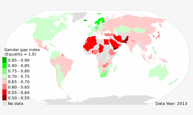 World Map Comparing Each Country's Gender Gap Score - Gender ...