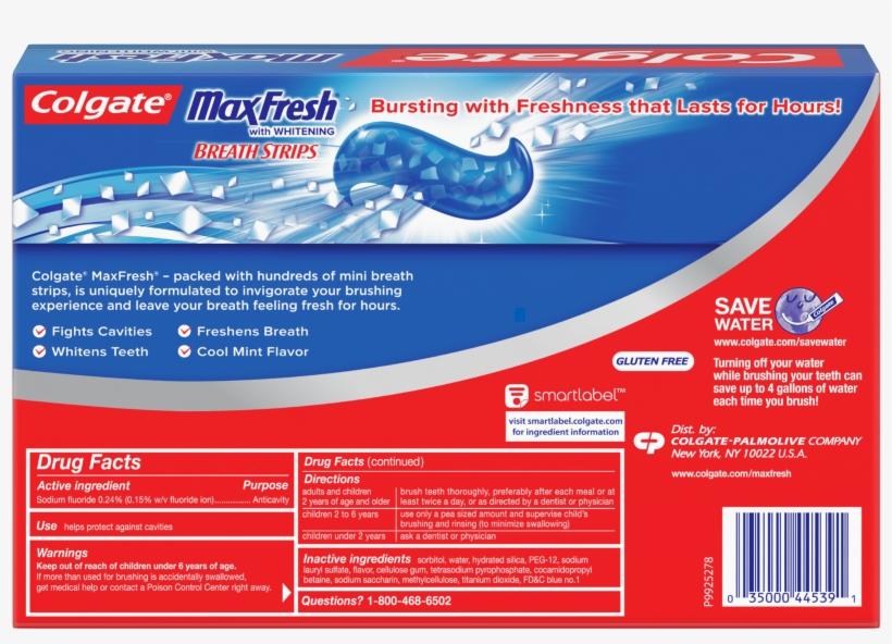 Colgate Max Fresh Toothpaste With Mini Breath Strips, - Colgate PNG ...