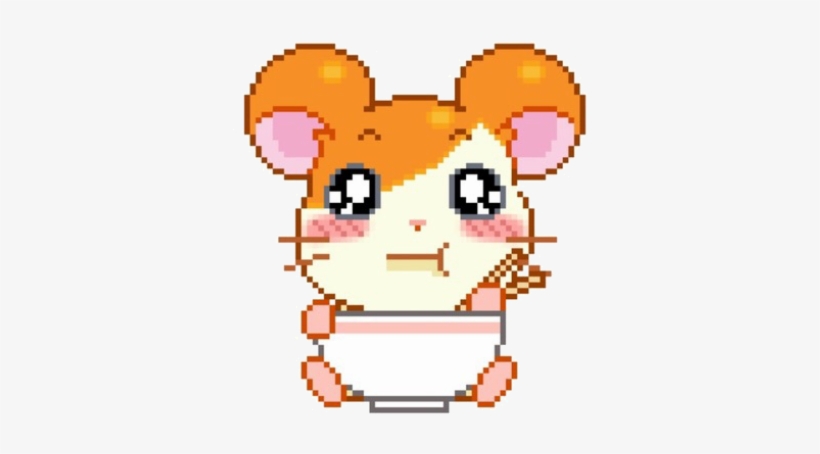 Kawaii Cute Soft Hamtaro Japanese Japan Cartoon Eating - Pixel Art ...
