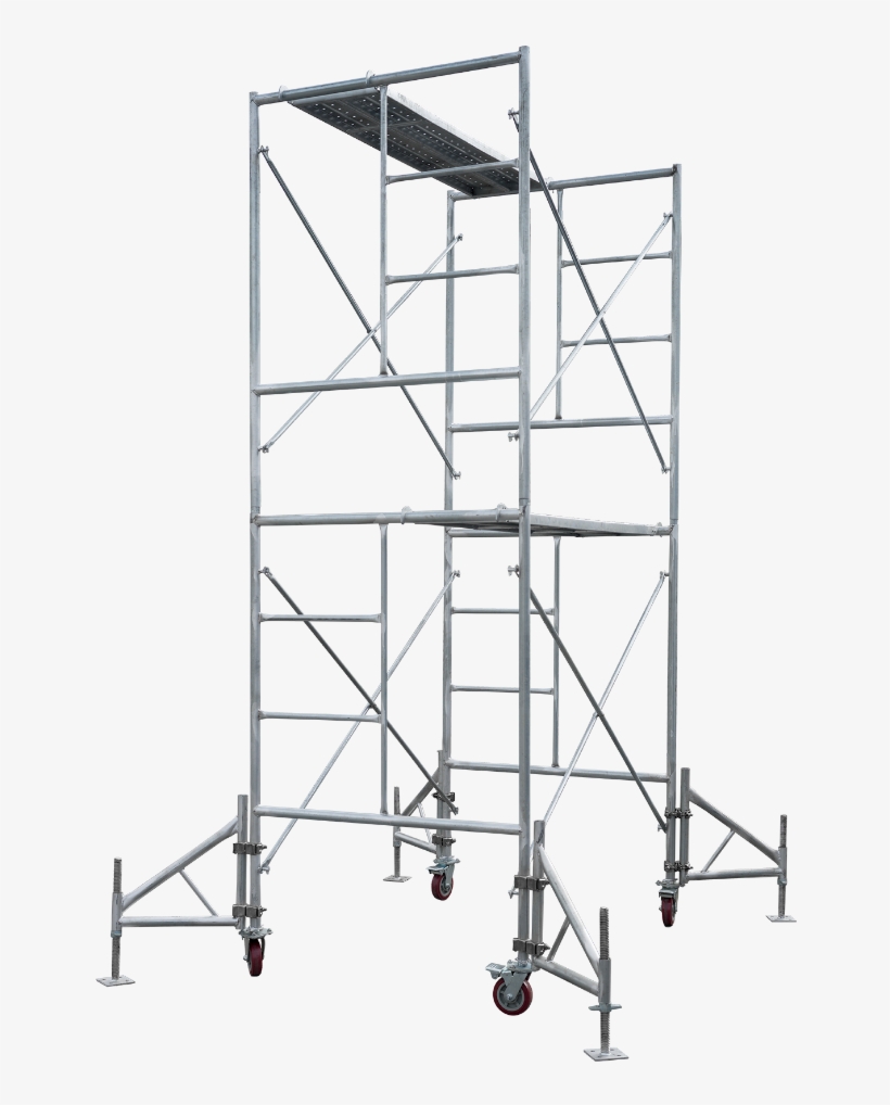 6m Mobile Scaffold Tower With Stabilising Feet - Shelf PNG Image ...