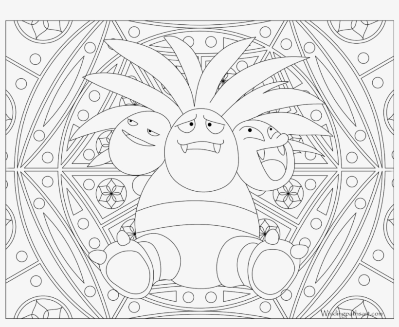 #103 Exeggutor Pokemon Coloring Page - Pokemon Adult Coloring Pages PNG ...