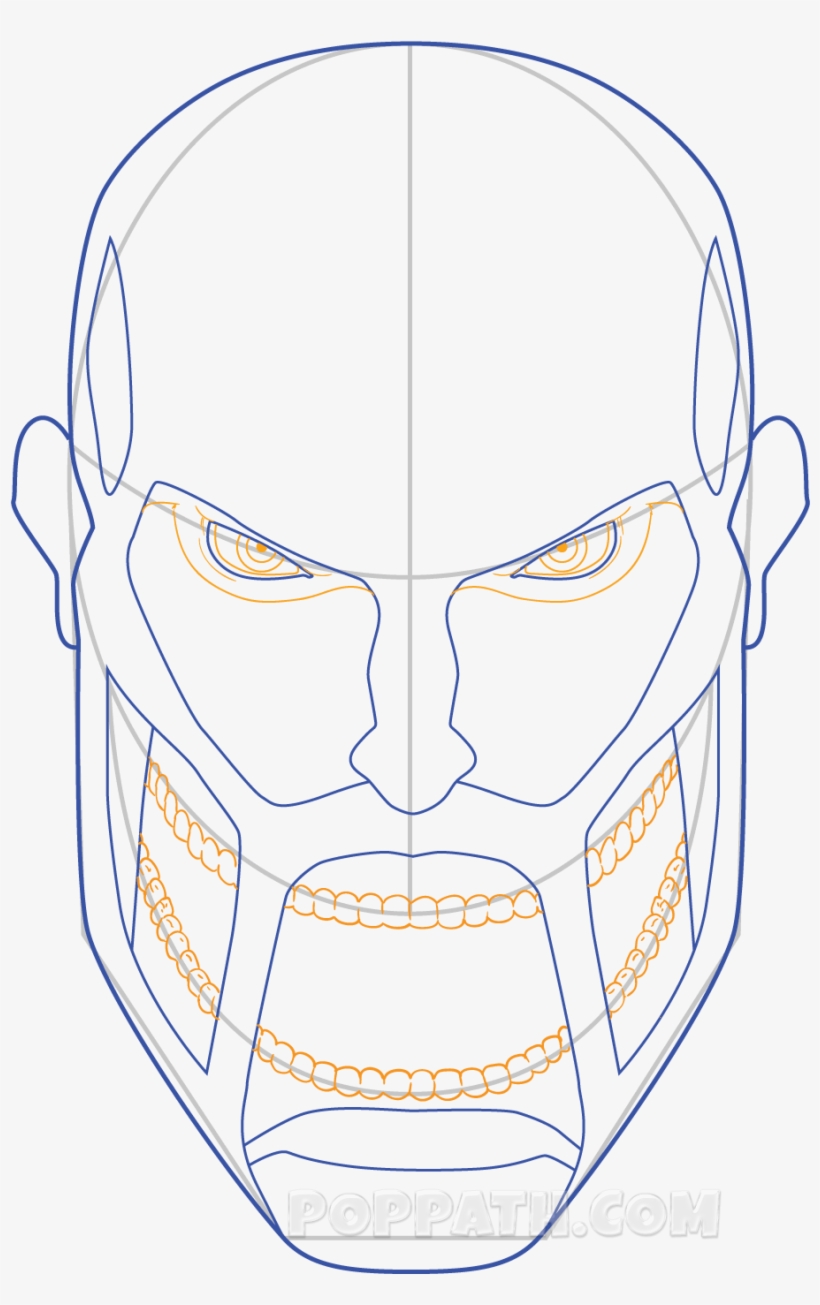 Download How To Draw A Titan Face Pop Path Png Anime Face Outline ...